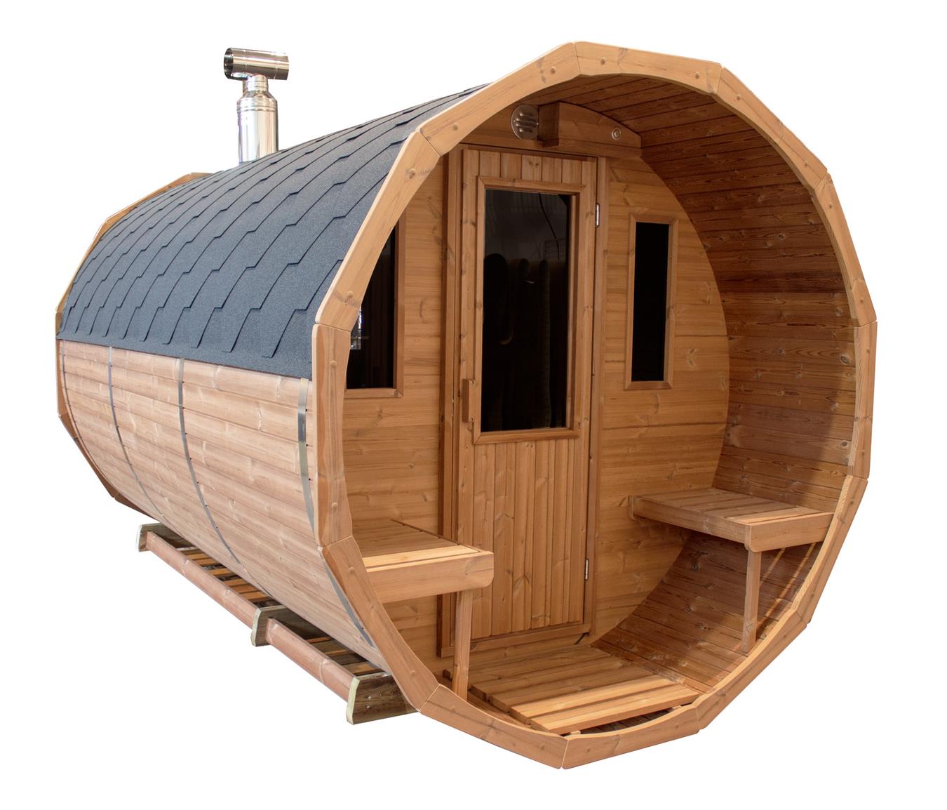 TYNNYRISAUNA Ø 200 X 350 CM, PUKUHUONE, PUUKIUAS, ERISTETTY SAVUPIIPPU